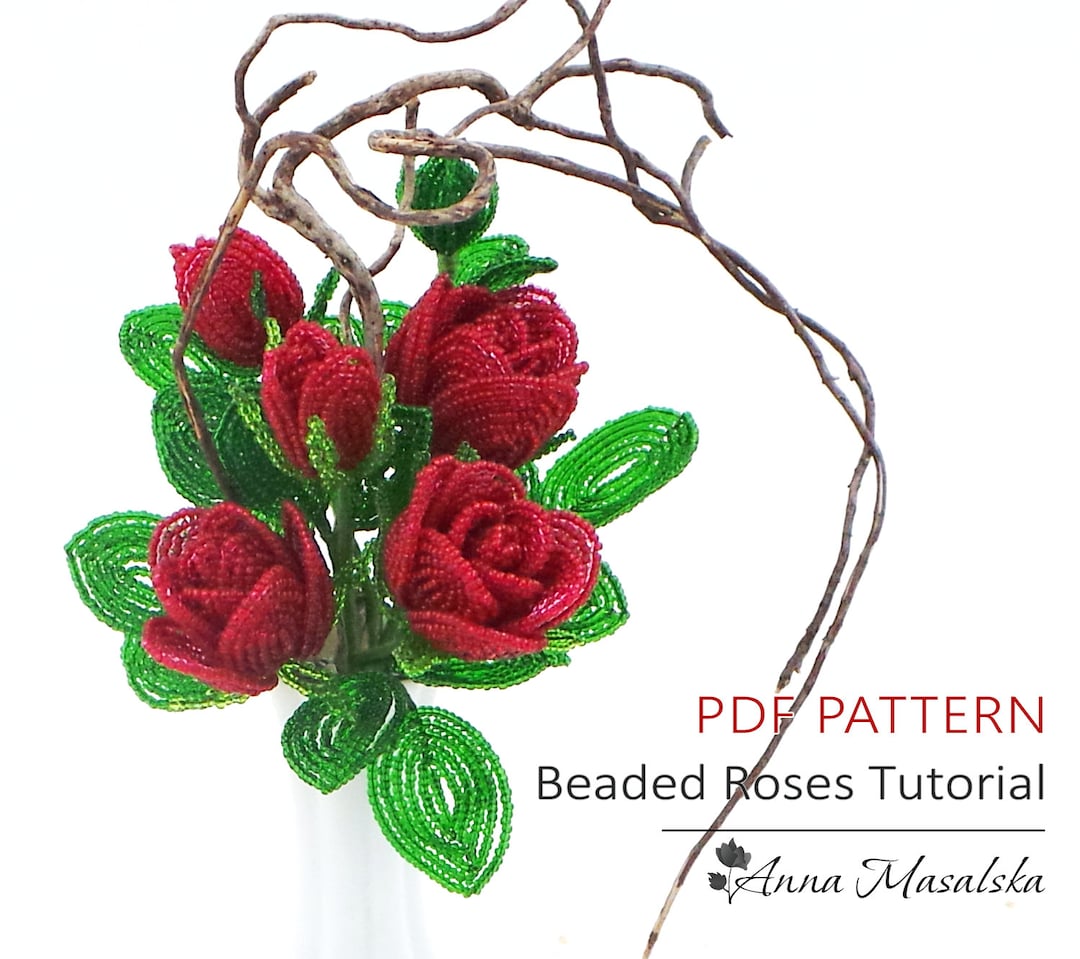 PDF Pattern - French Beaded Rose, French Beaded Flowers Beaded Flower ...