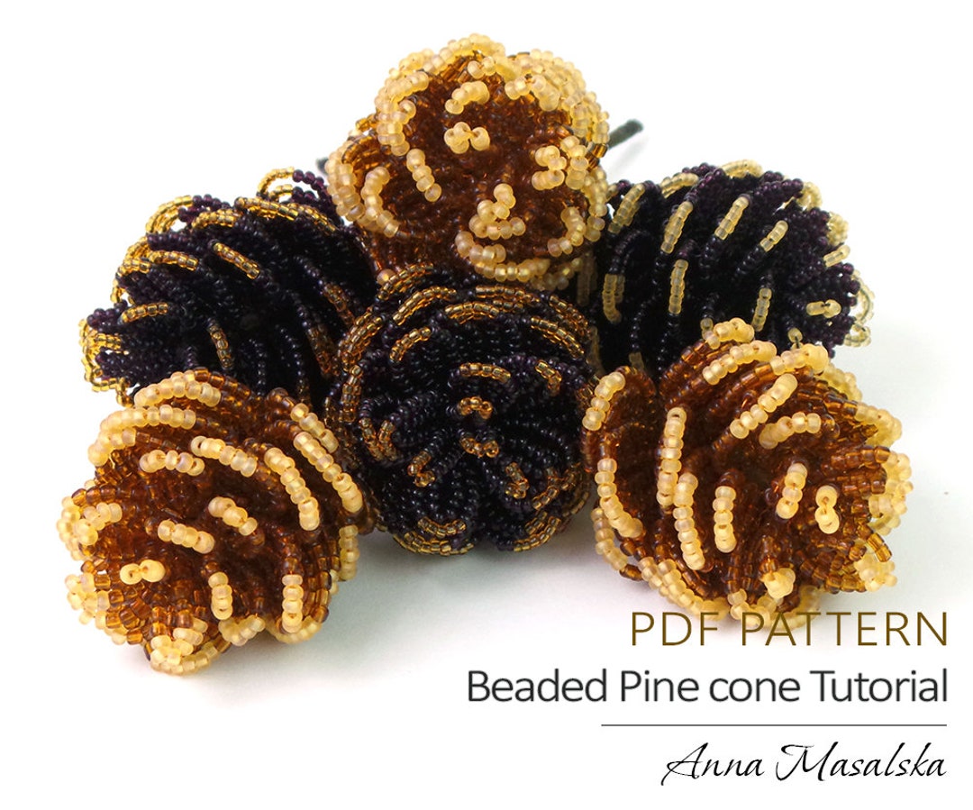 PDF Pattern - French Beaded Pine Cone, Seed Bead Weaving, Home Décor ...
