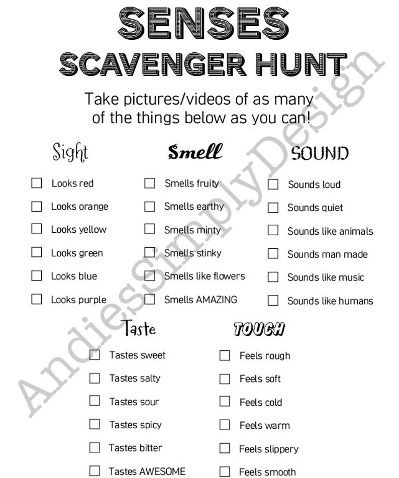5 Senses Photo/video Scavenger Hunt - Etsy