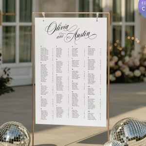 Alphabetical Seating Chart Template, Elegant Wedding Seating Sign ...