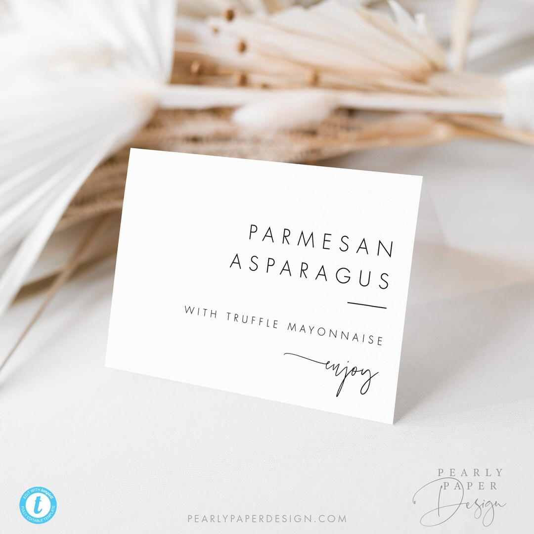 Minimalist Buffet Card Template, Wedding Buffet Label, Modern ...