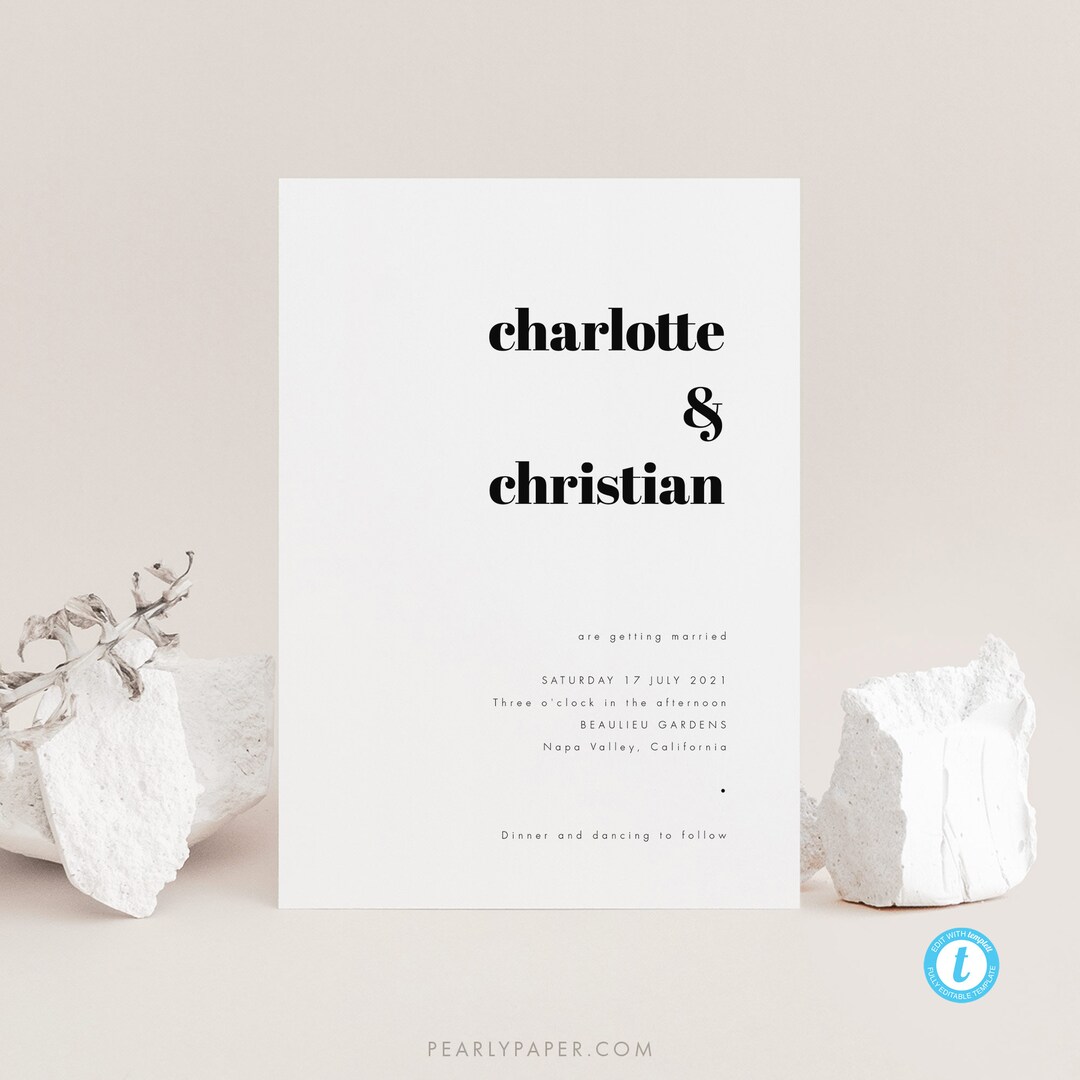 Simple Wedding Invite Template Download Modern Printable Wedding Invite ...