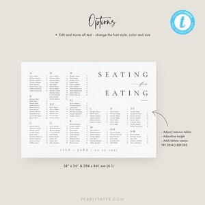 Alphabetical Seating Chart Template Download Minimalist Seating ...