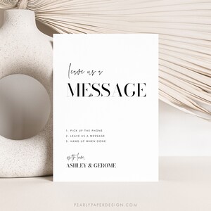 Phone Message Guest Book Sign, Audio Guestbook Sign Template, Modern ...
