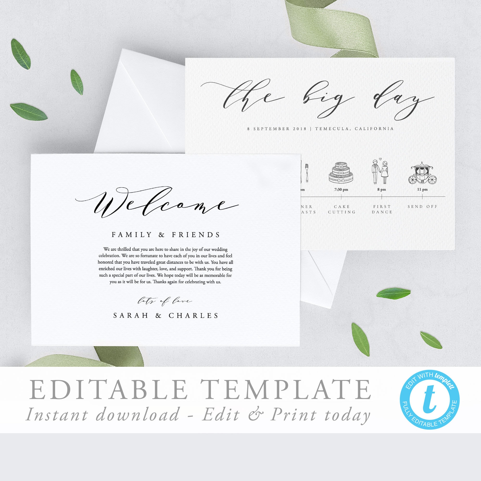 Templates horizontal wedding schedule download simple itinerary with ...