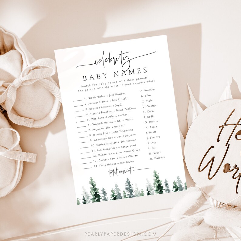 Celebrity Baby Name Game Template, Boho Baby Shower Game, Celebrity ...