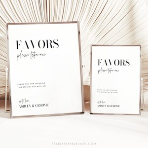 Printable Favors Sign Template Download, Minimalist Wedding Favor Sign ...