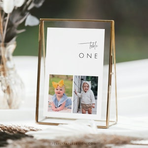 Photo Table Number Template, Baby Photo Table Card, Minimalist Table ...