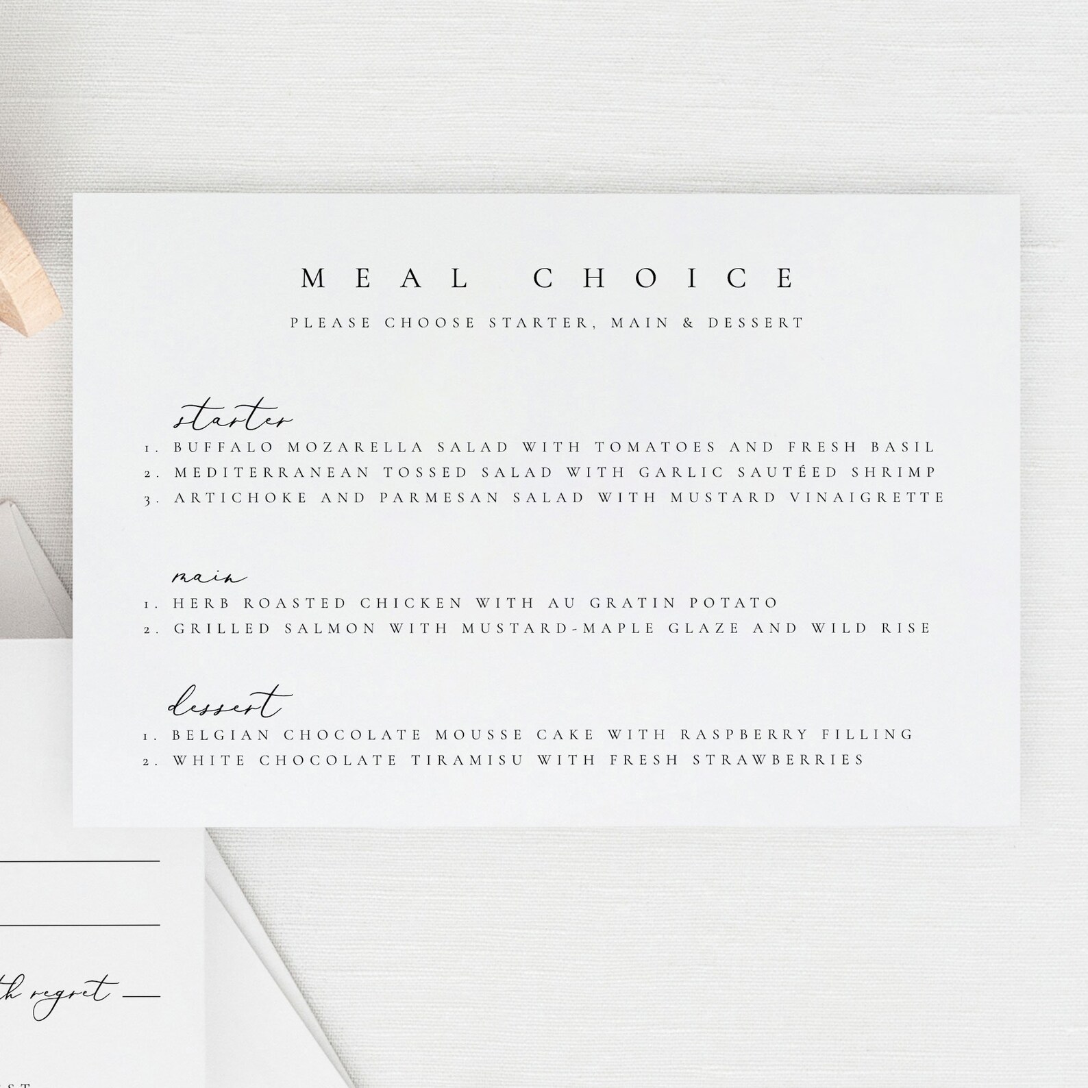 Modern RSVP Card With Meal Option and Menu Simple Modern | Etsy
