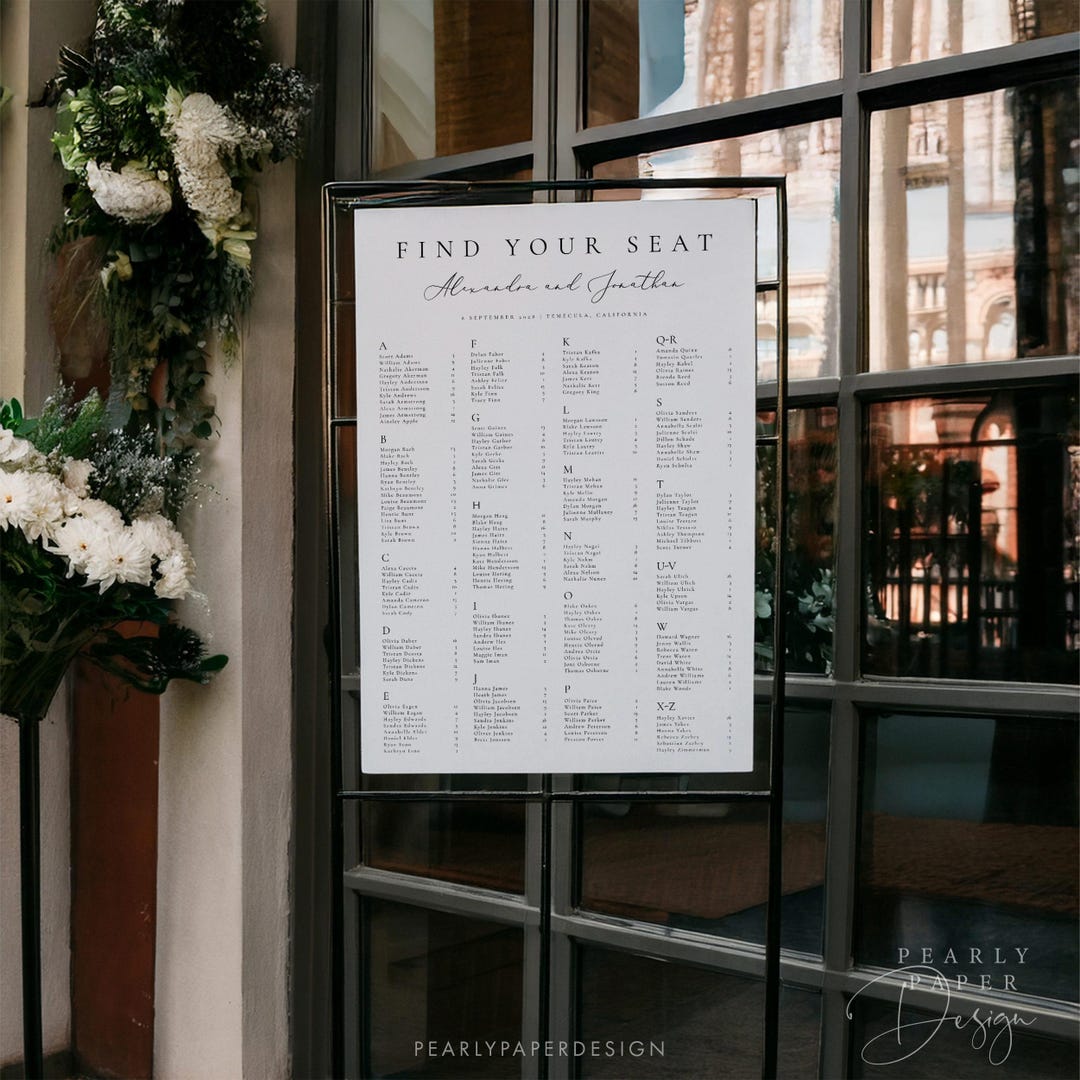 Alphabetical Seating Chart Template, Minimalist Seating Plan ...