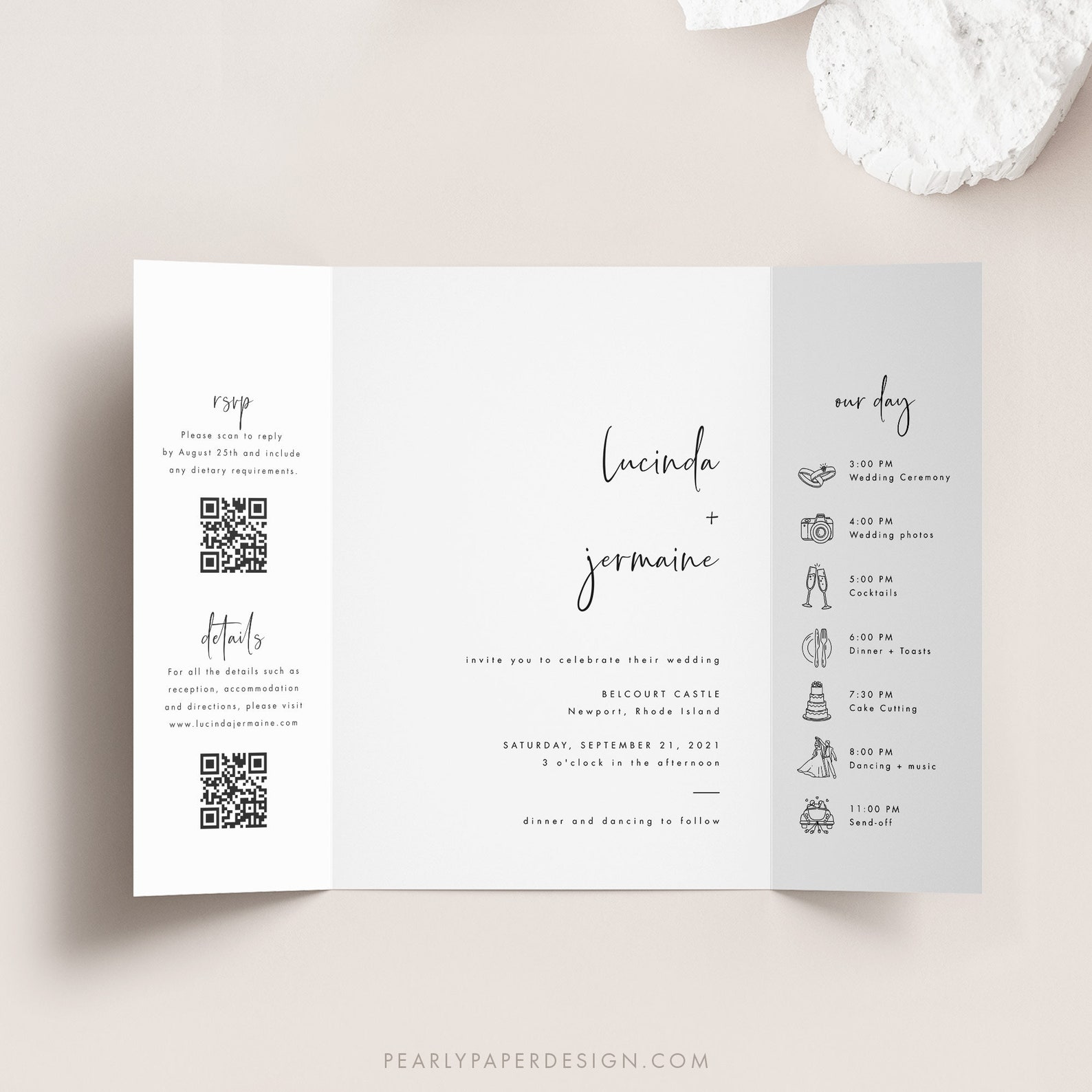 Gatefold Wedding Invitation Template Download Printable - Etsy