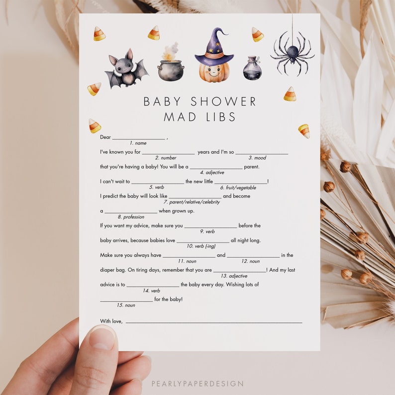 Baby Mad Libs Game Template, Halloween Baby Shower Game Mad Libs ...