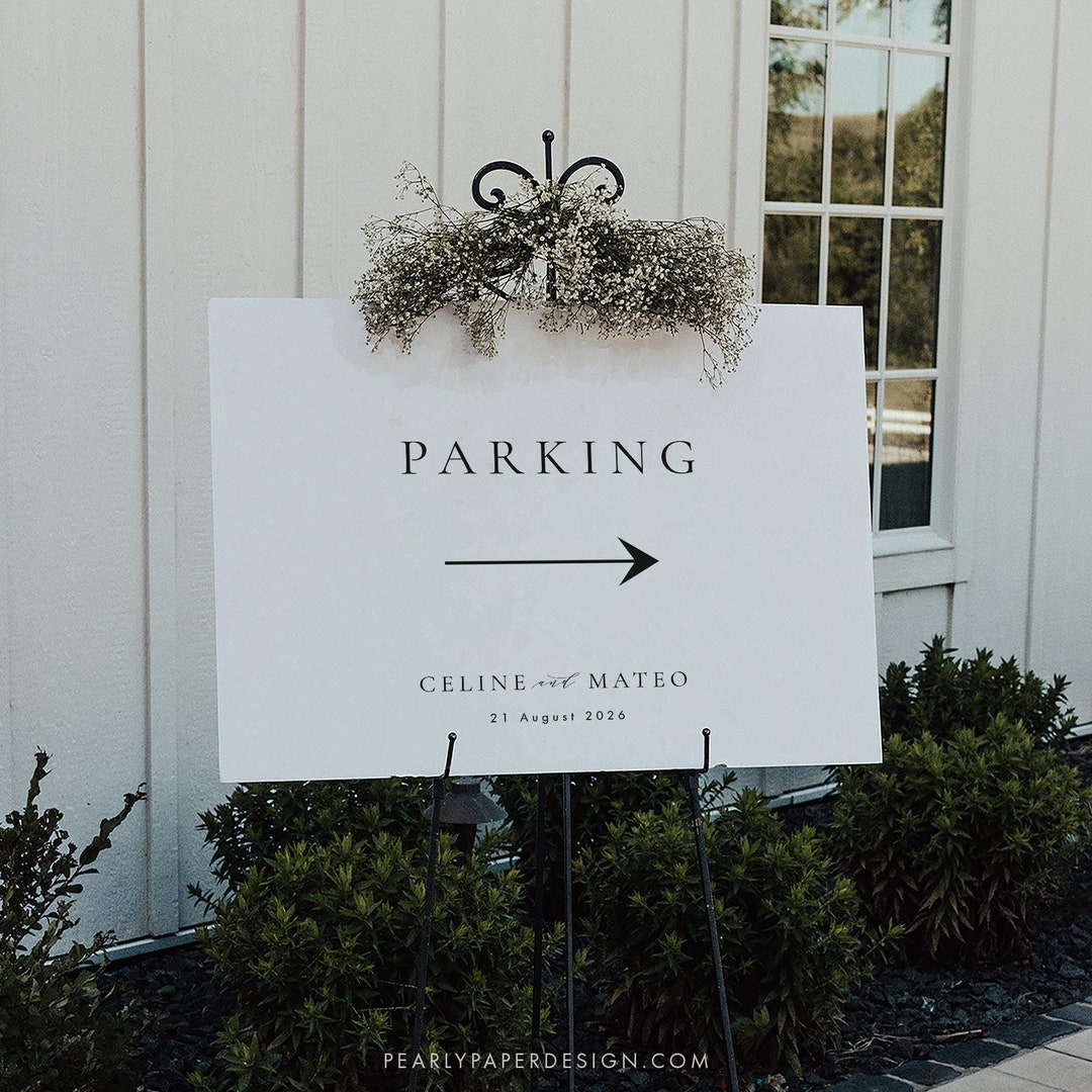 Wedding Parking Sign Template, Minimalist Welcome Parking Signs, Script ...