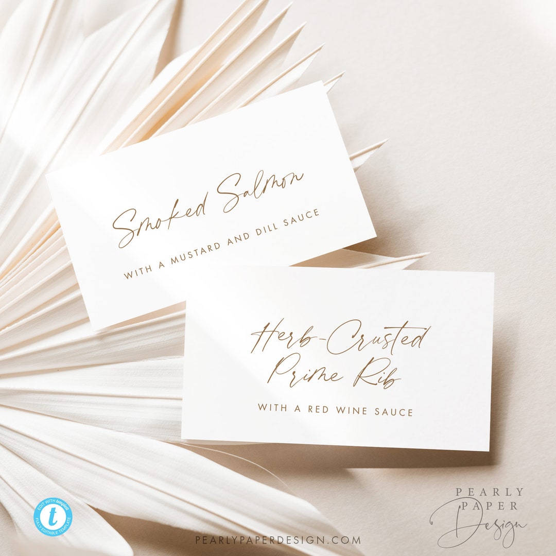 Buffet Card Template Wedding Buffet Label Script Modern Simple ...