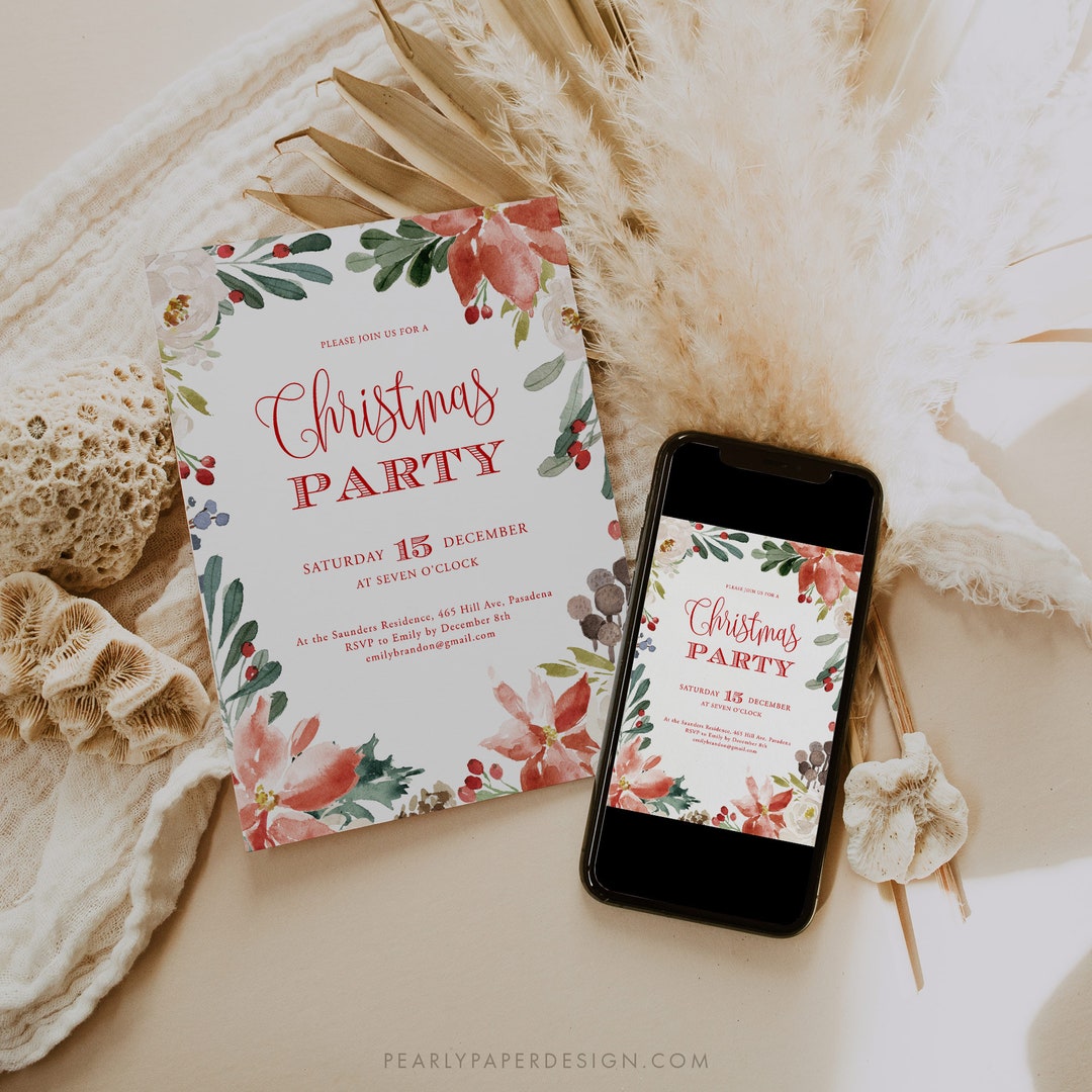 Christmas Party Invitation Template, Printable Christmas Invite ...