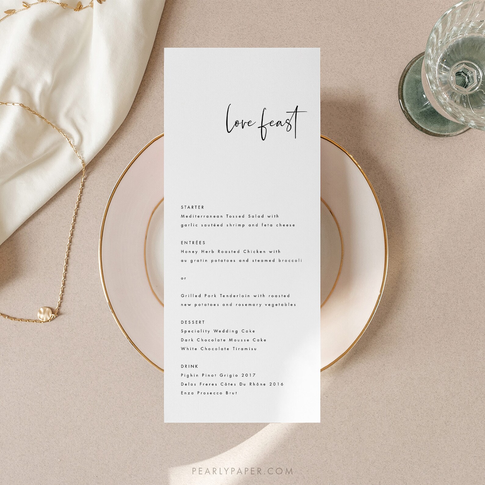 Minimalist Menu Template Printable Menu Digital Download - Etsy