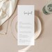 Minimalist Menu Template, Printable Menu Digital Download, Modern ...