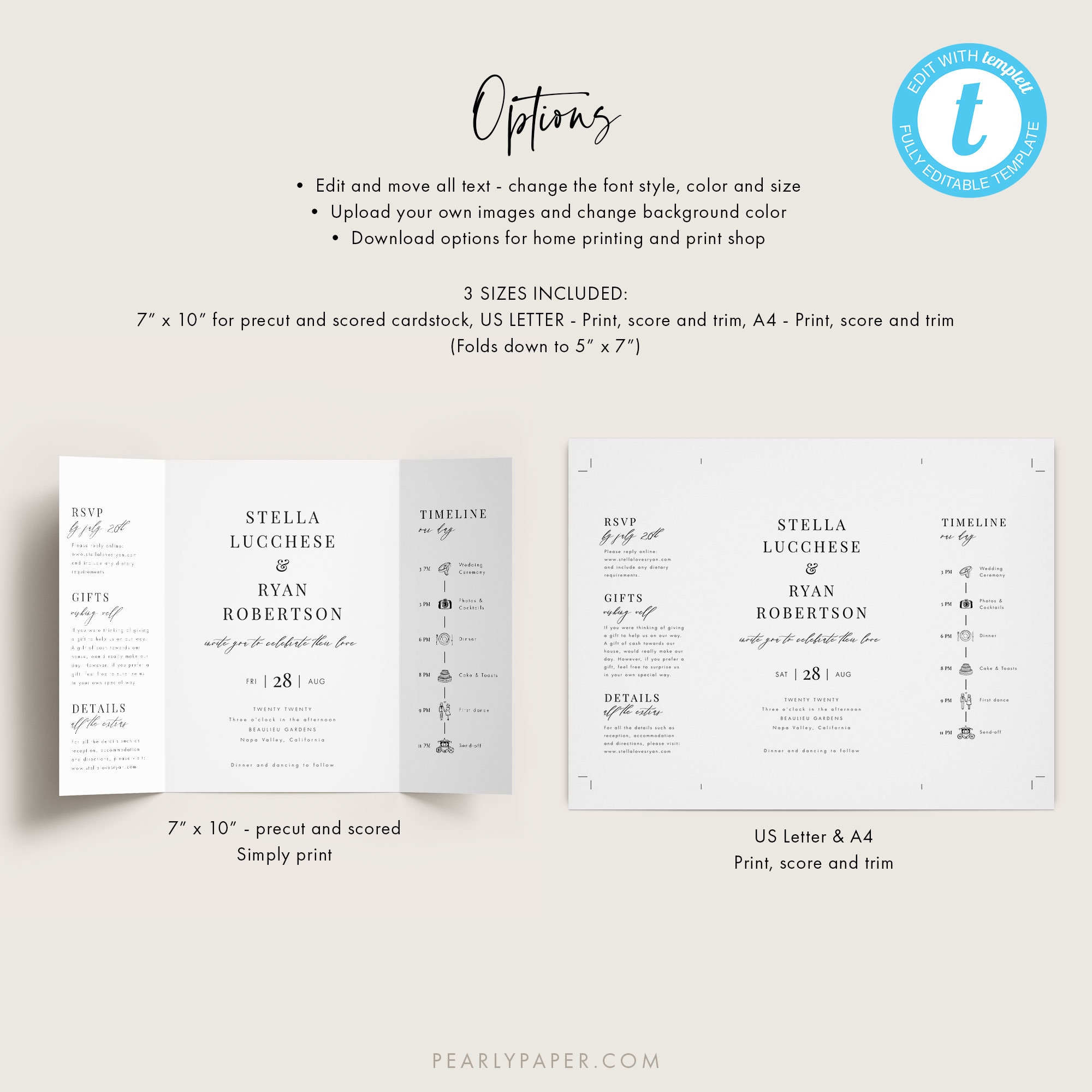 Gatefold Wedding Invitation Template Download Printable - Etsy UK