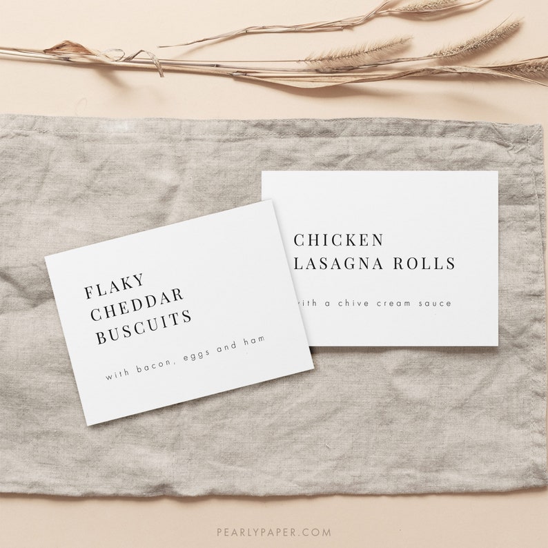 Modern Buffet Card Template Wedding Buffet Label Modern Script - Etsy