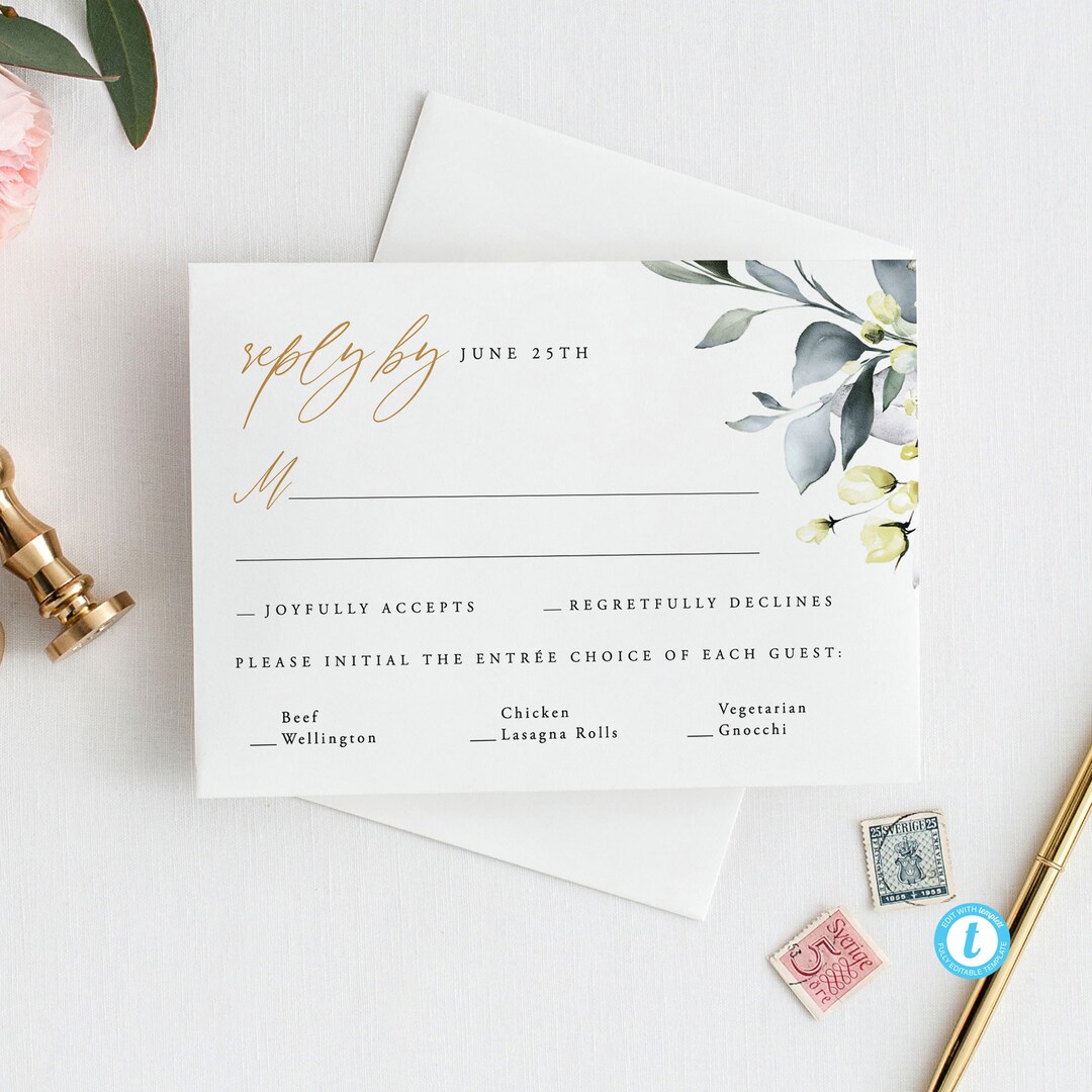 Rustic RSVP Card Template Rustic Wedding Please Respond Card Wedding ...