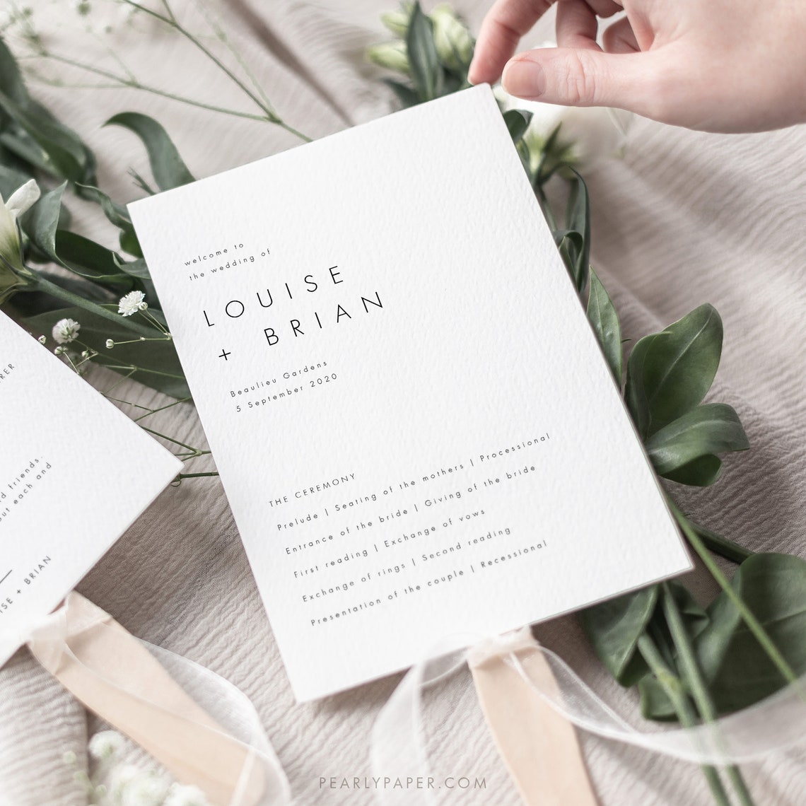 Minimalist Wedding Ceremony Program Fan Template Download | Etsy