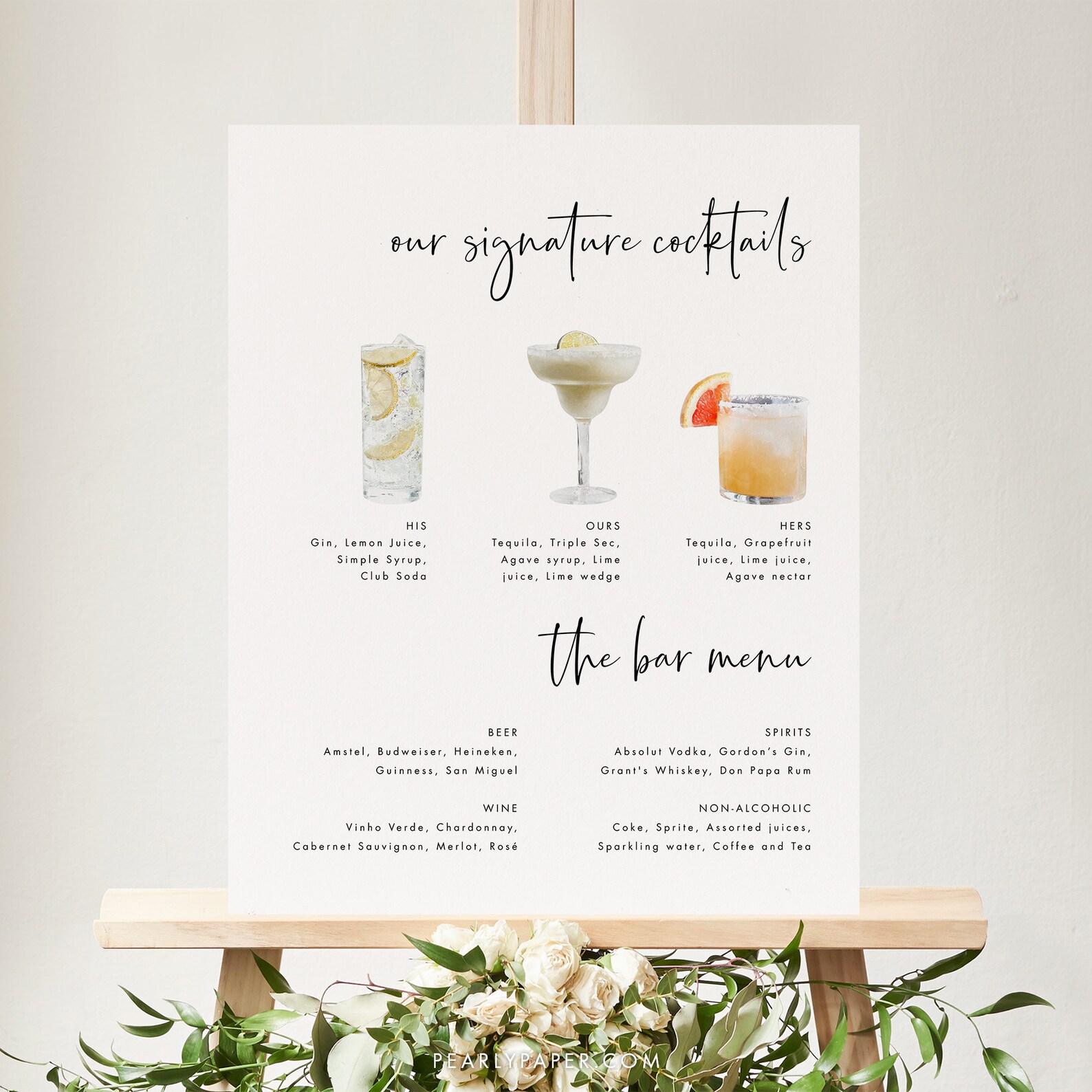 Printable Bar Menu Template Signature Cocktails Sign Download Bar ...