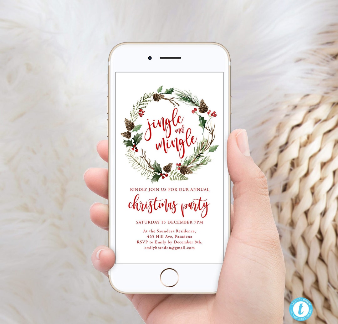 Digital Christmas Party Invitation Template, Electronic Jingle and ...