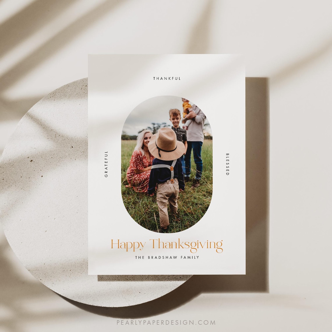 Modern Thanksgiving Photo Card Template, Double Arch Thanksgiving Card ...