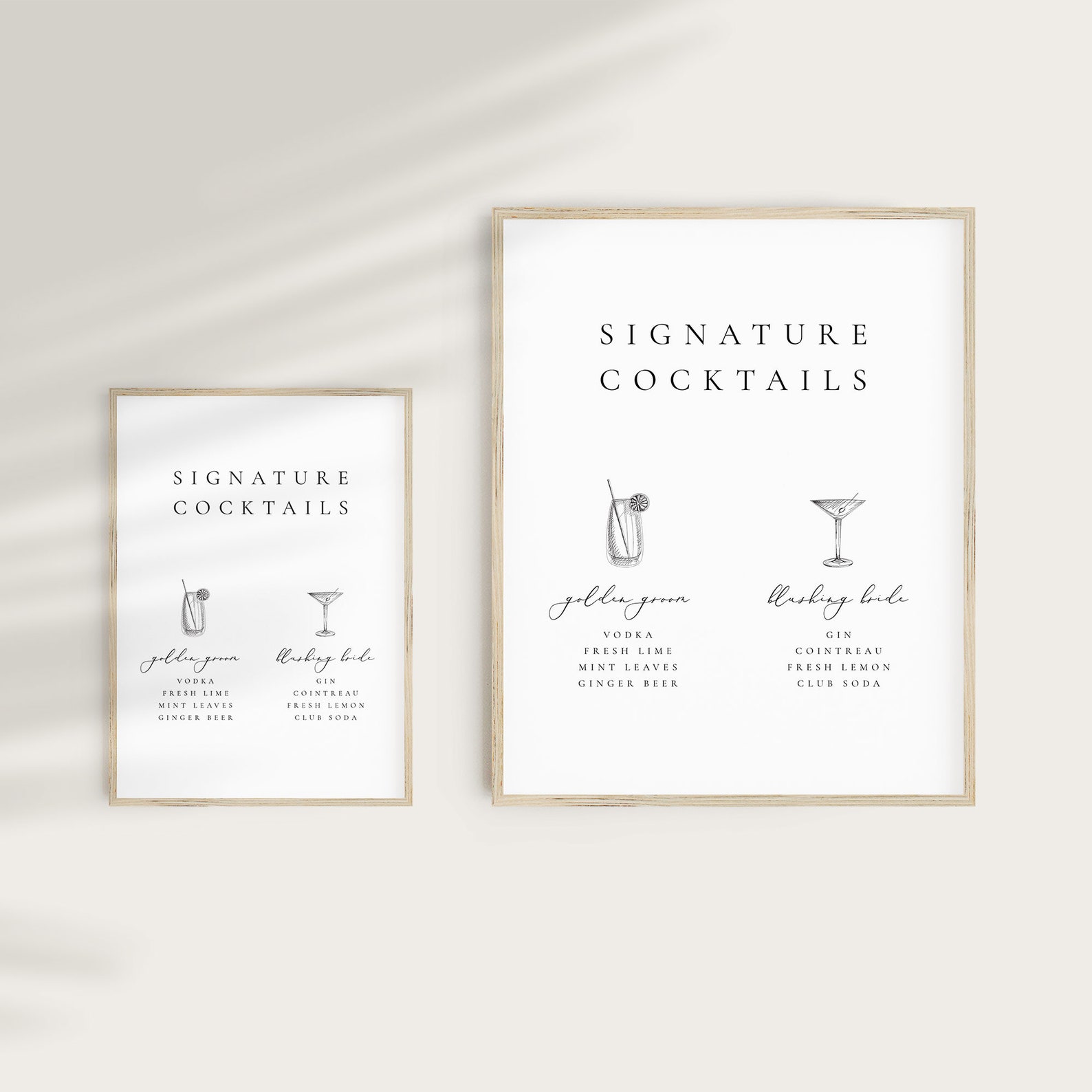 Signature Cocktails Sign Template Download Modern Wedding Bar - Etsy