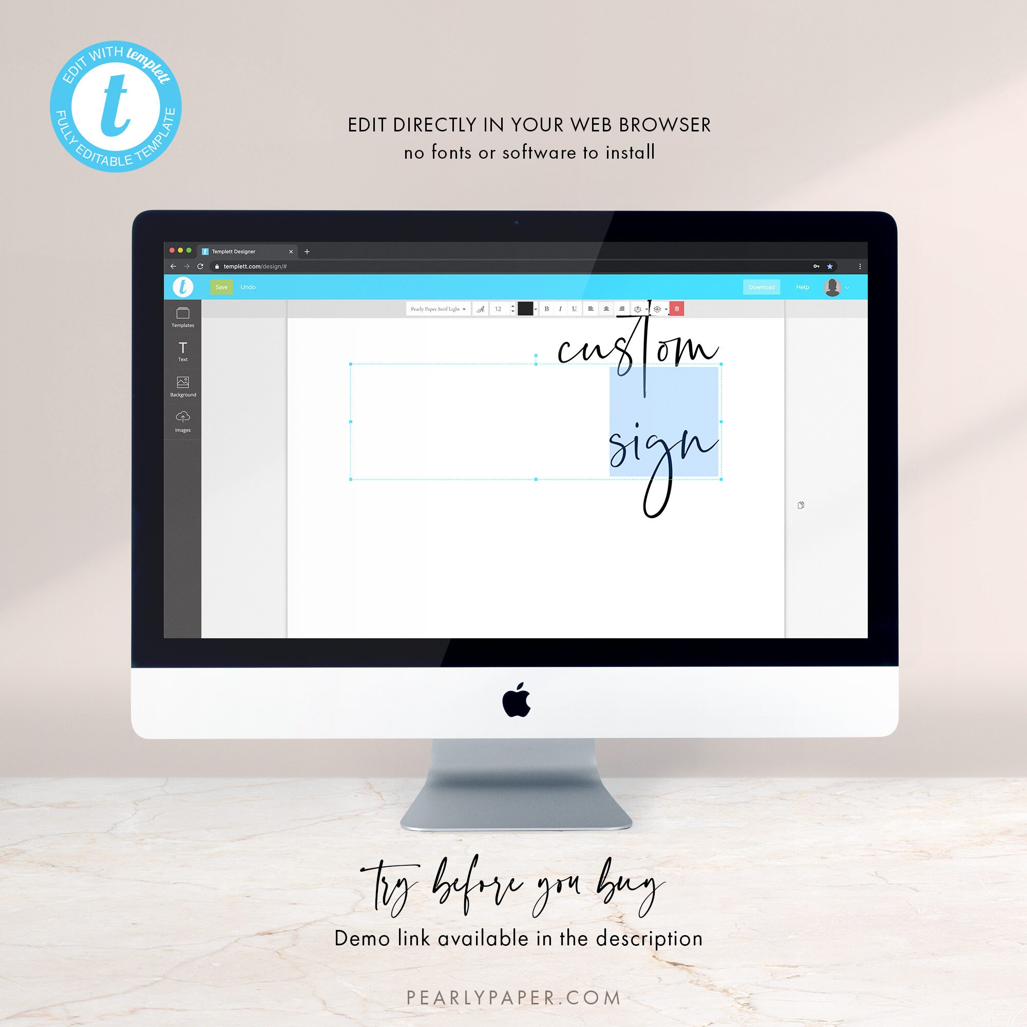 Printable Custom Sign Template Modern Wedding Sign Templett | Etsy