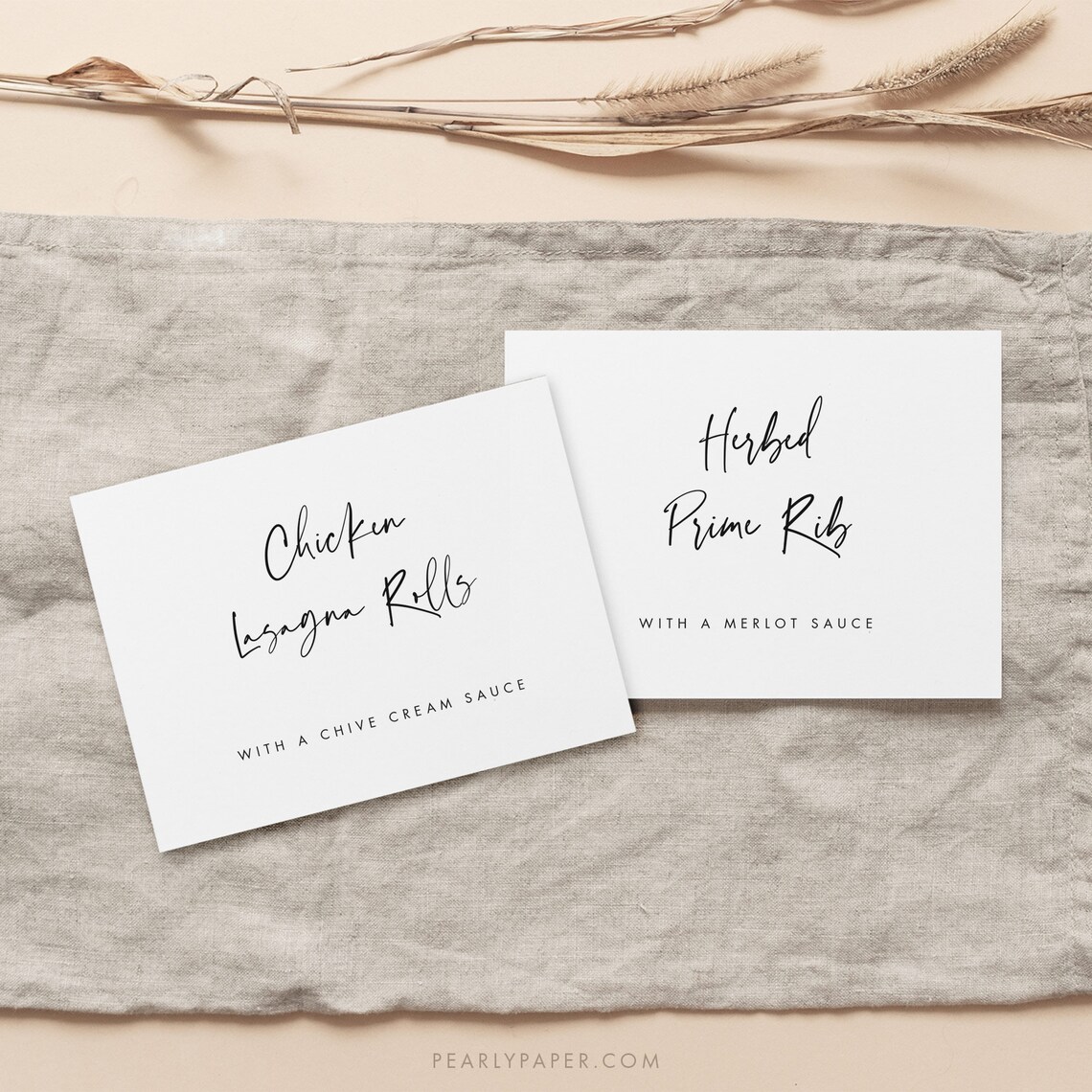 Modern Buffet Card Template Wedding Buffet Label Modern Script - Etsy