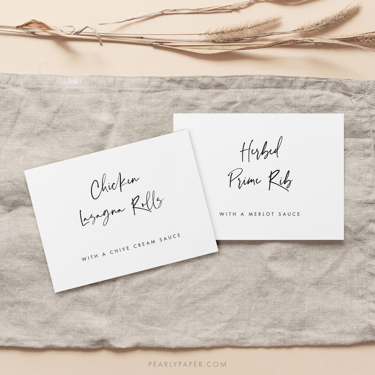 Modern Buffet Card Template Wedding Buffet Label Modern Script | Etsy