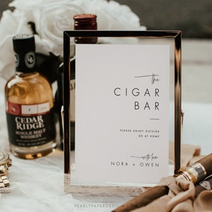 Cigar Bar Sign Template, Wedding Cigar Sign, Modern Minimalist Cigar ...