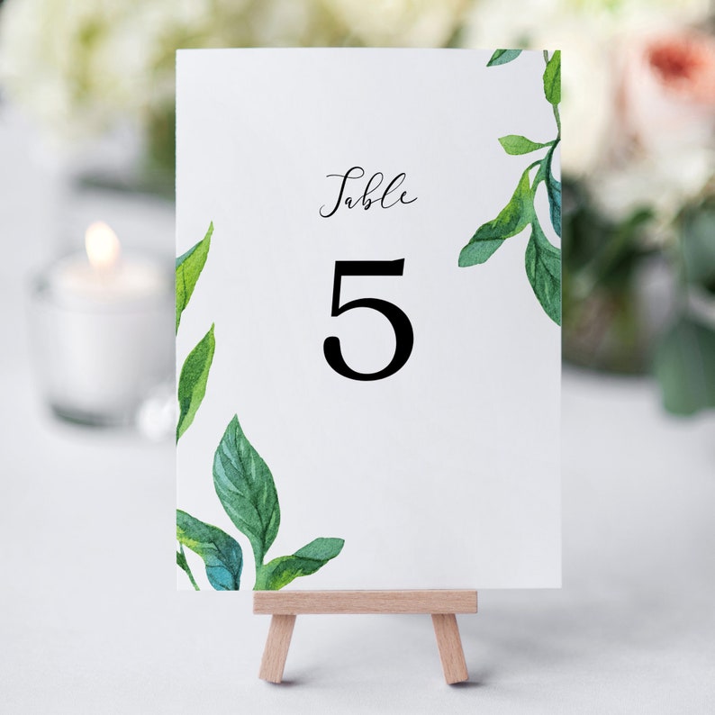 Greenery Table Numbers Template for Wedding Edit Download - Etsy