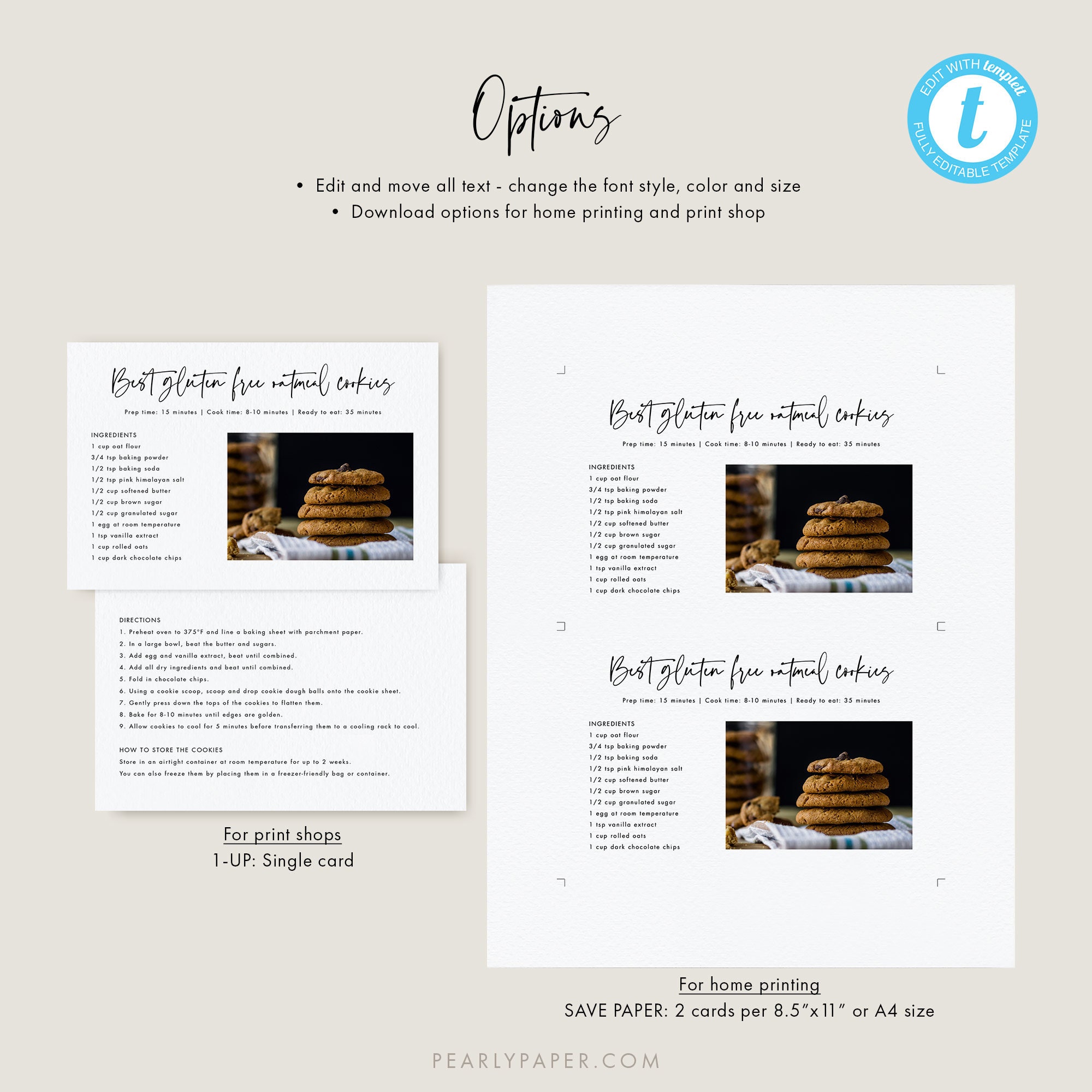 Printable Recipe Card Personalized Recipe Template Download | Etsy