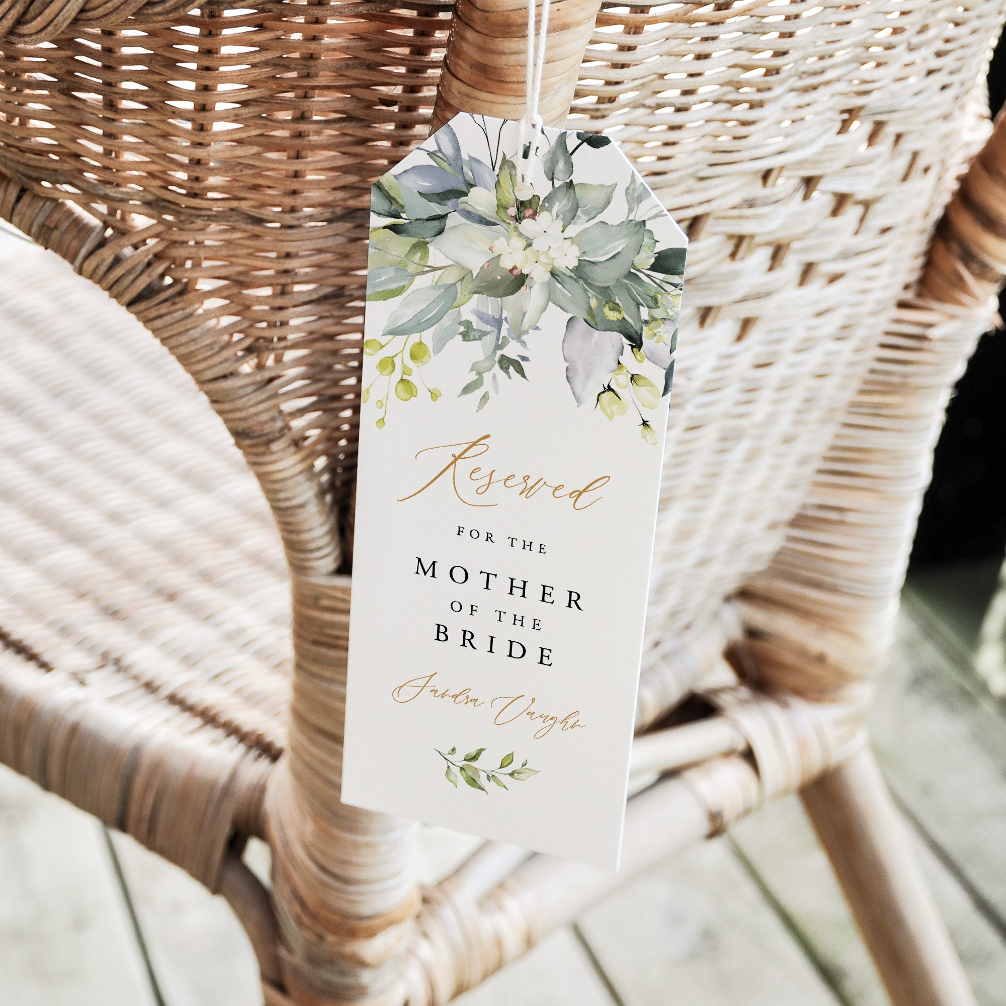 Wedding Seating Tag Wedding Reserved Tag Template Greenery Tag - Etsy