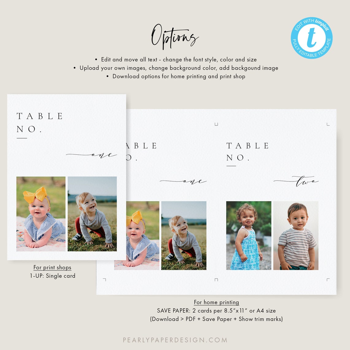 Photo Table Number Template, Baby Photo Table Card, Minimalist Table ...