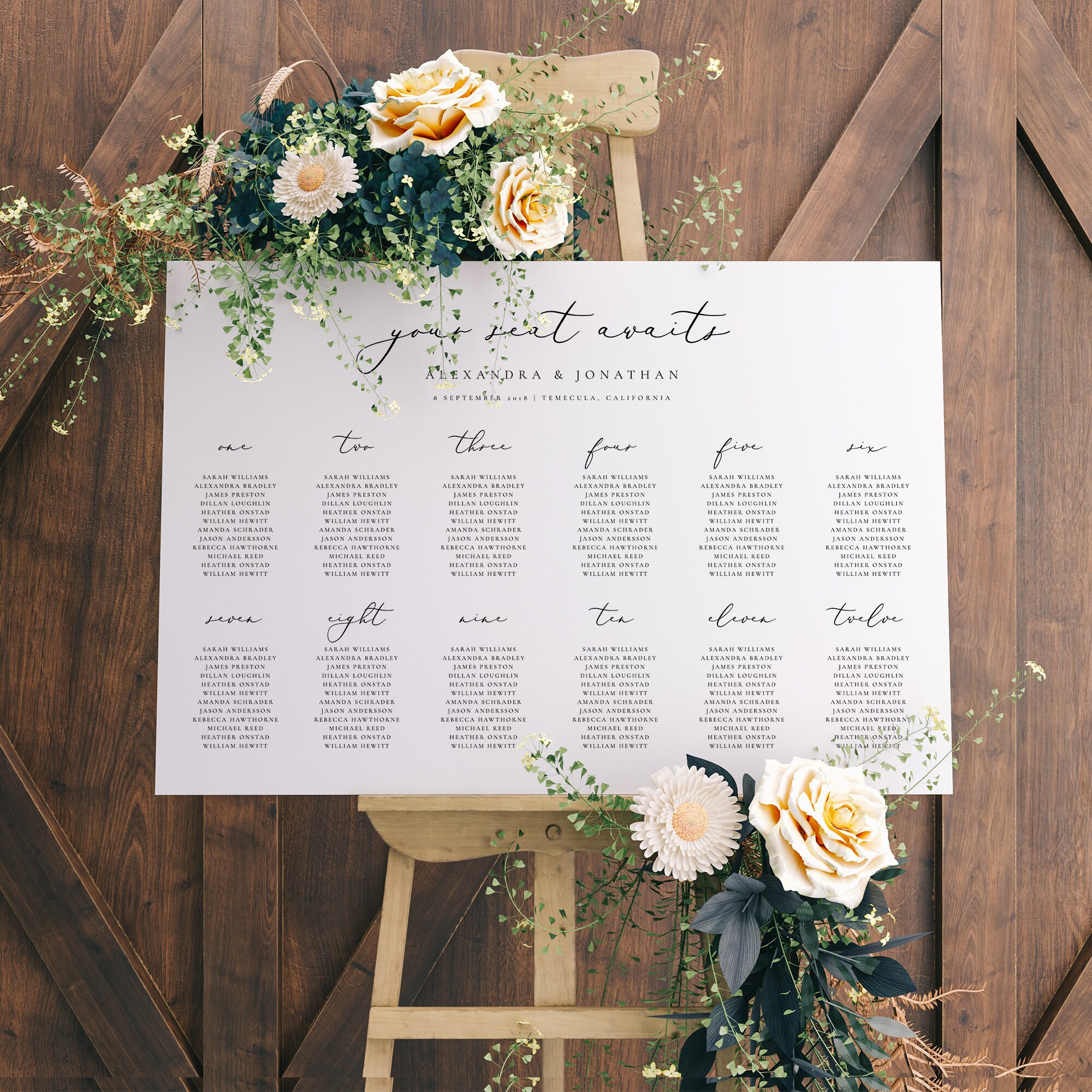 Modern Table Seating Chart Template Editable Seating Elegant | Etsy