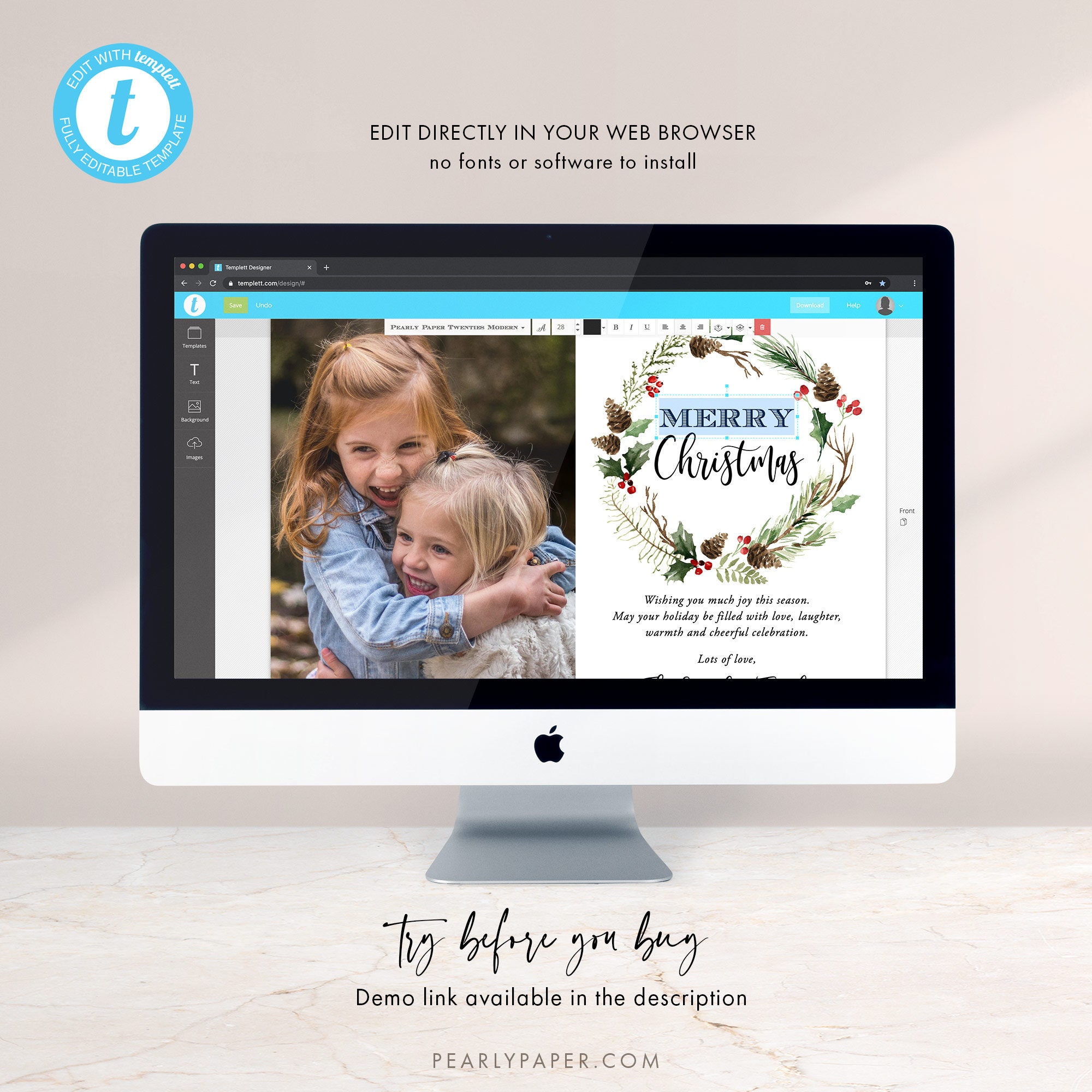 Printable Christmas Card Template Photo Christmas Card | Etsy