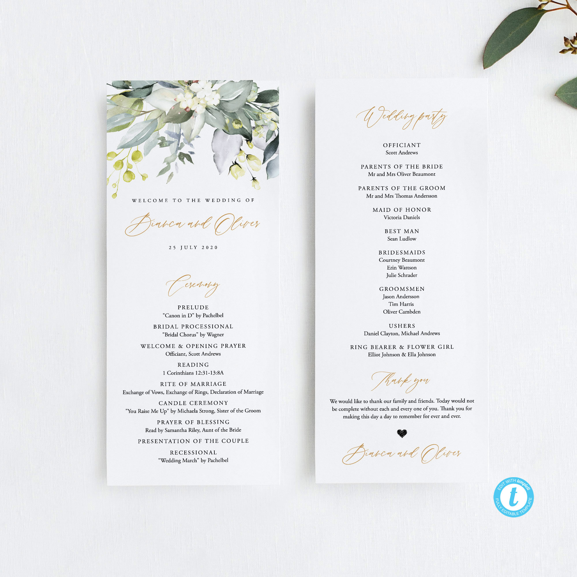 Rustic Wedding Ceremony Program Template program template | Etsy