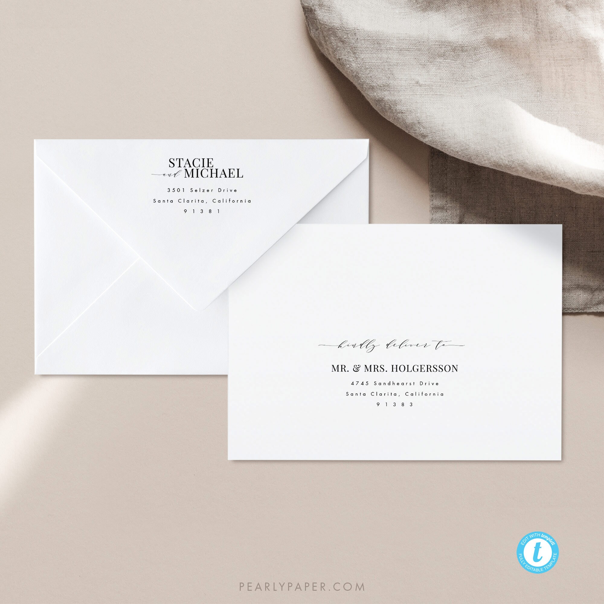 Design & Templates Templett Modern Wedding Envelope Printable Envelope ...