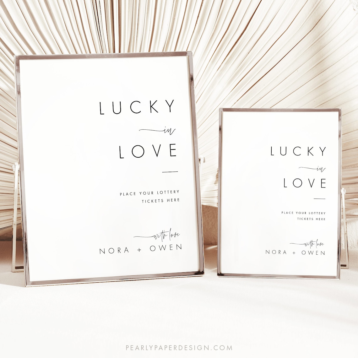 Lucky in Love Sign Template, Minimalist Wedding Lottery Ticket Sign ...