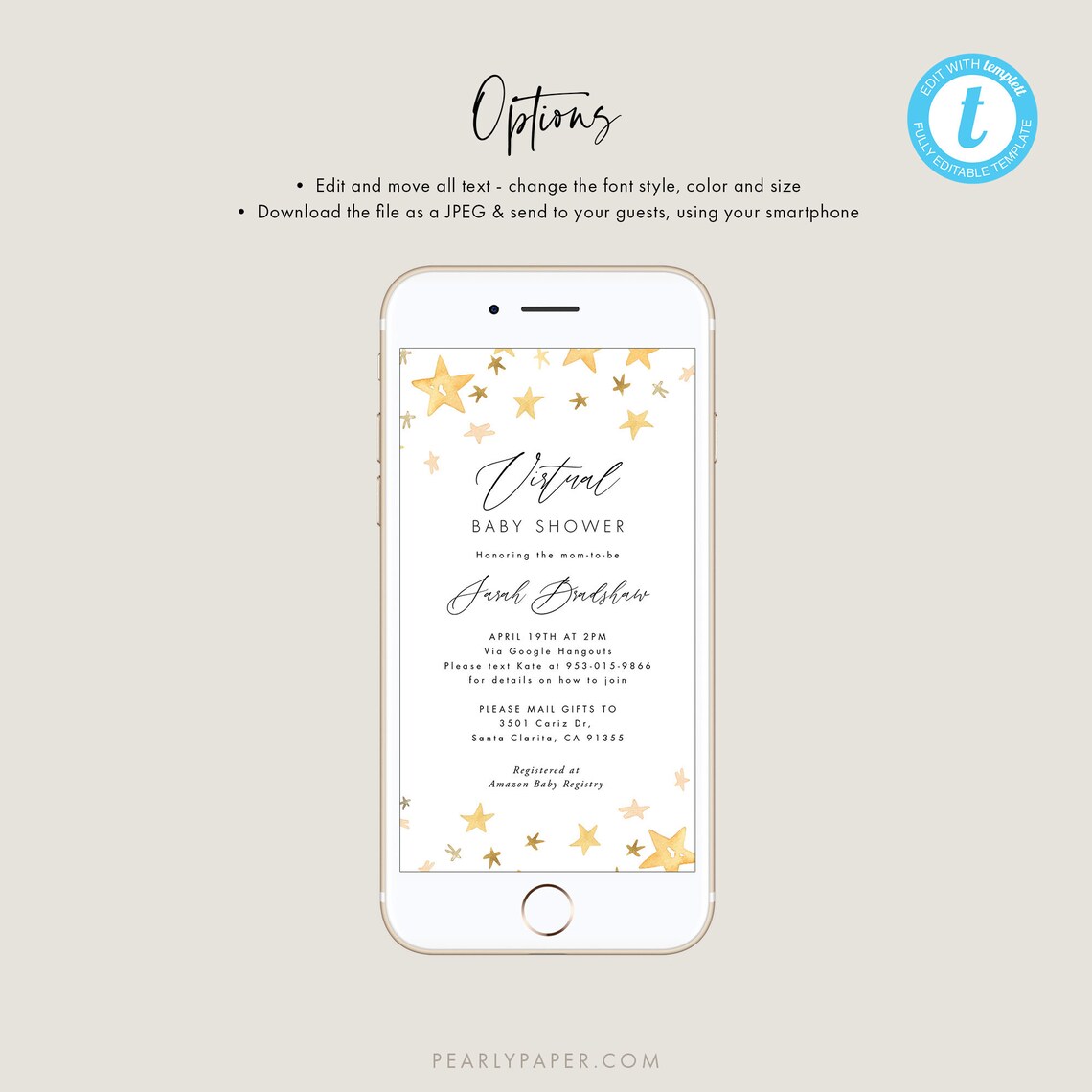 Virtual Baby Shower Invitation Template Download Digital Baby | Etsy