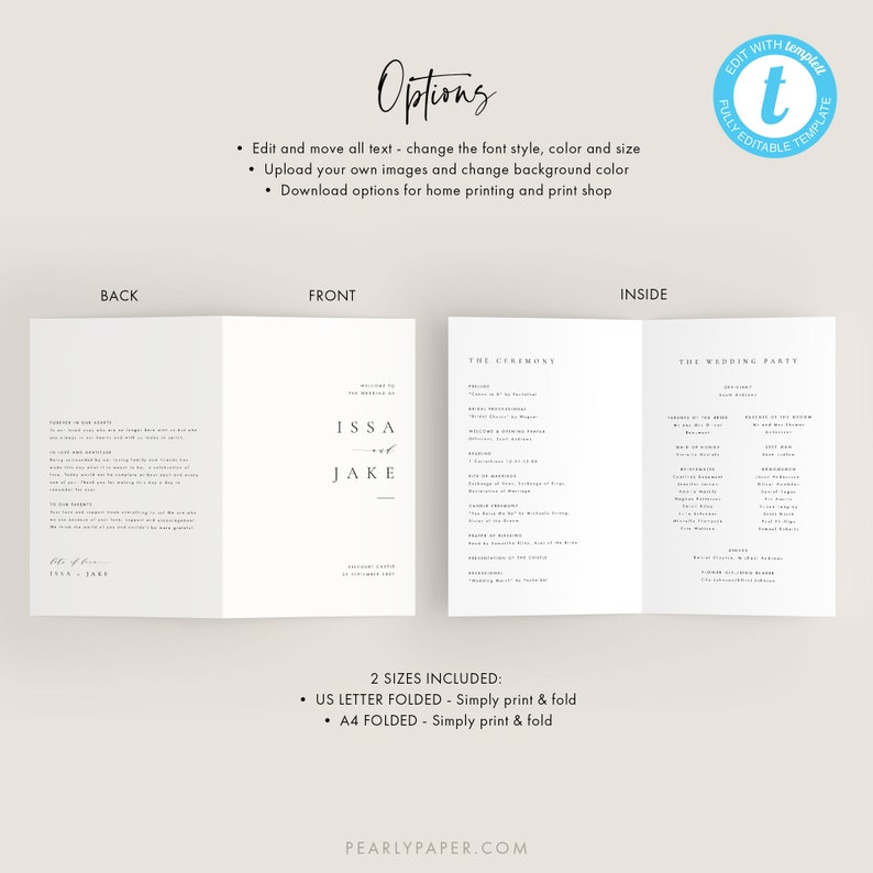 Wedding Program Booklet Template Elegant Wedding Ceremony - Etsy