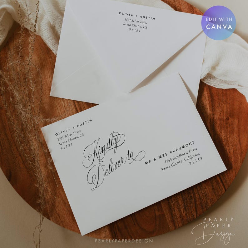 Modelo de endereçamento de envelope A7 para Canva, modelo de endereço ...