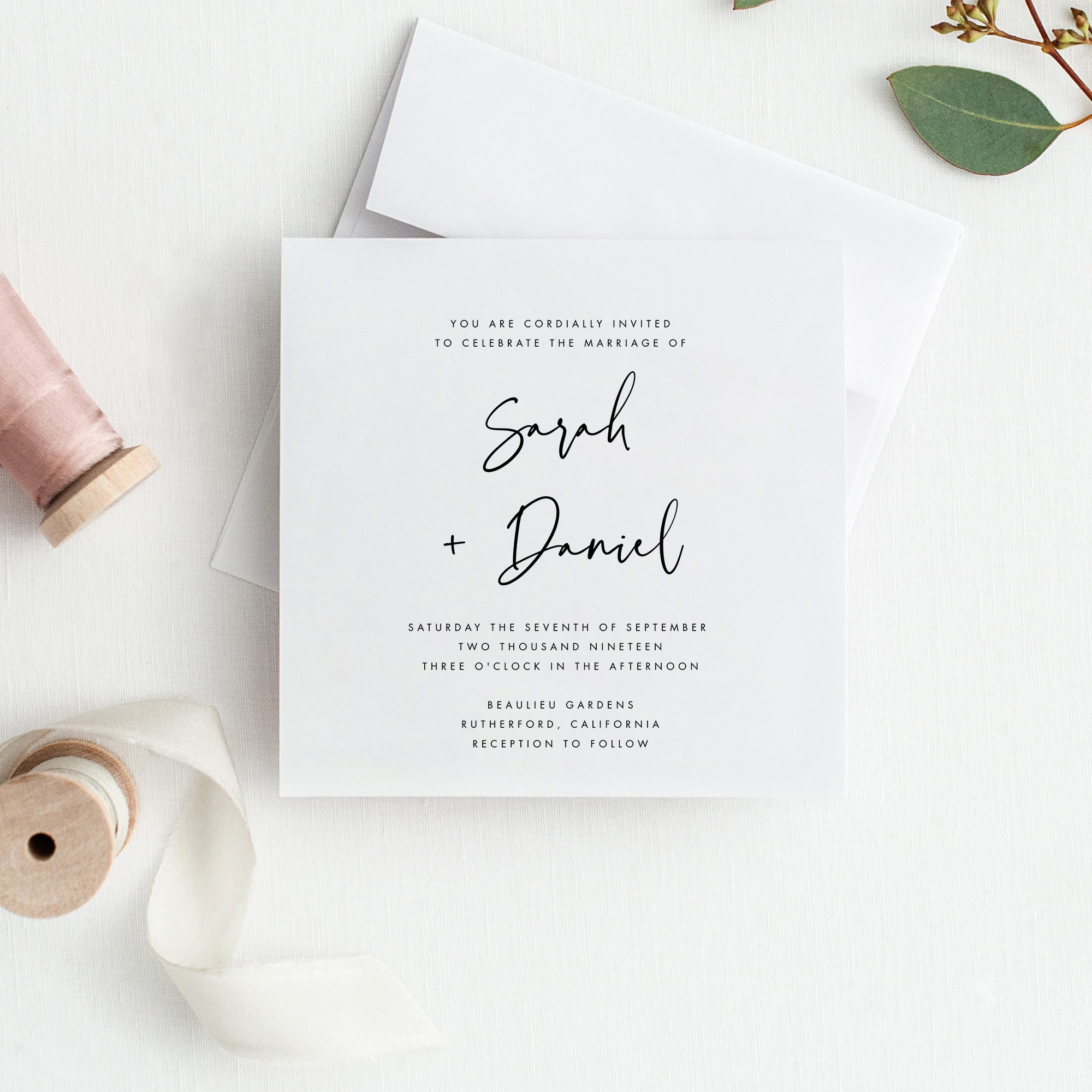 Square Wedding Invitation Template, Templett, Simple Invitation Modern ...