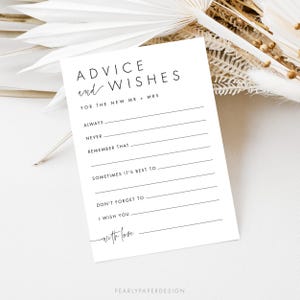 Wedding Advice and Wishes Template, Wedding Advice Card, Editable ...