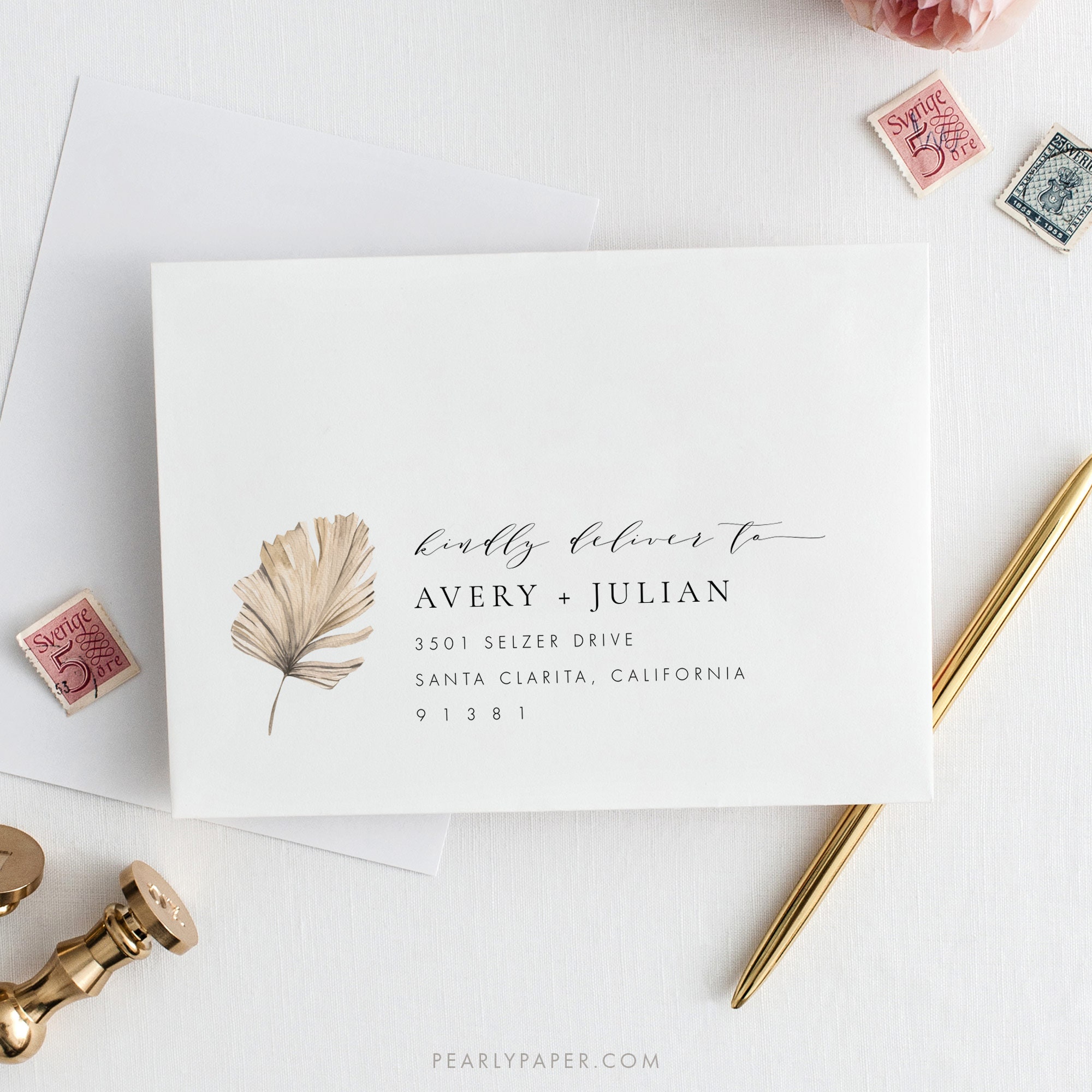 Boho Envelope Template Download Rustic address label | Etsy
