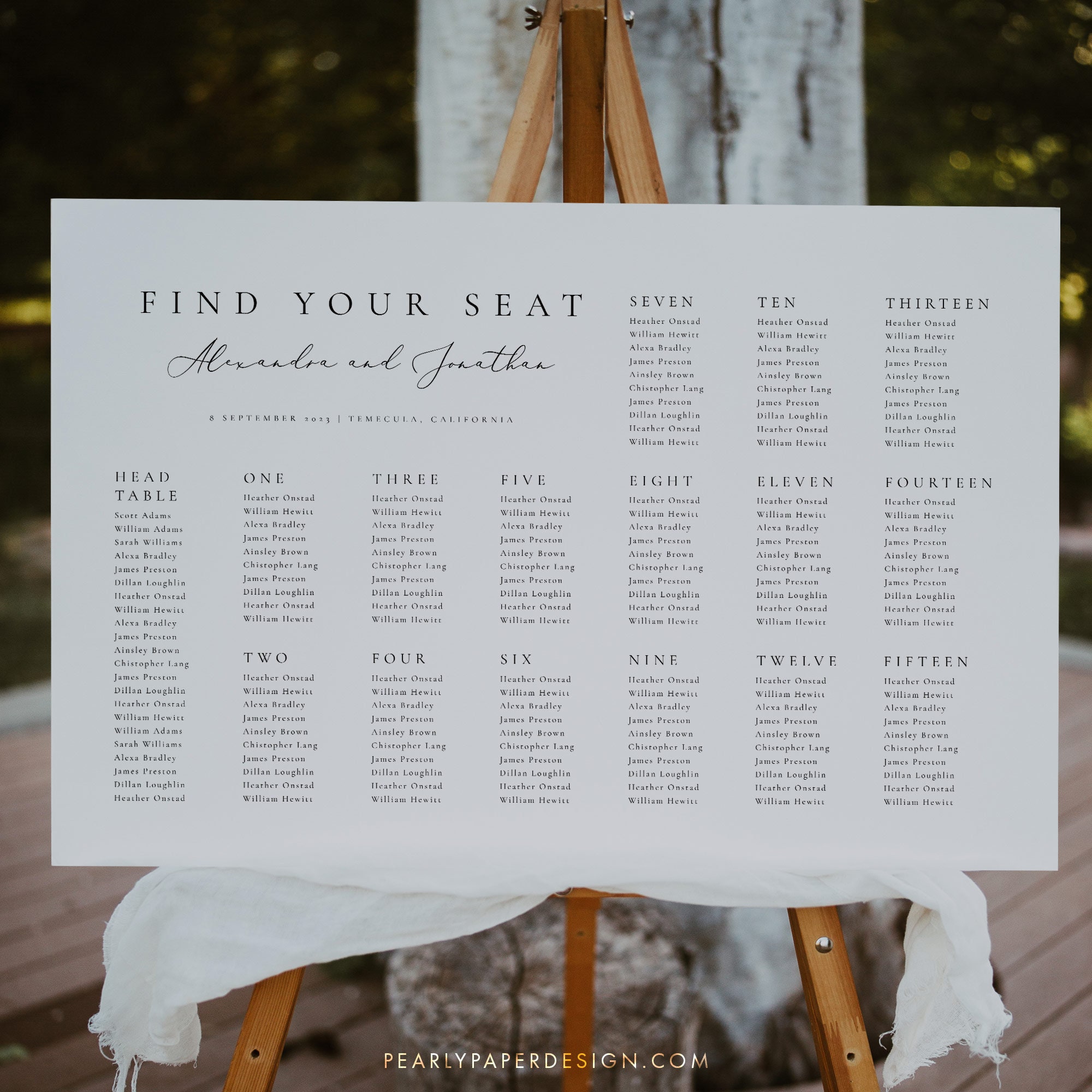 Simple Wedding Seating Chart Template Elegant Minimalist Seating Plan ...