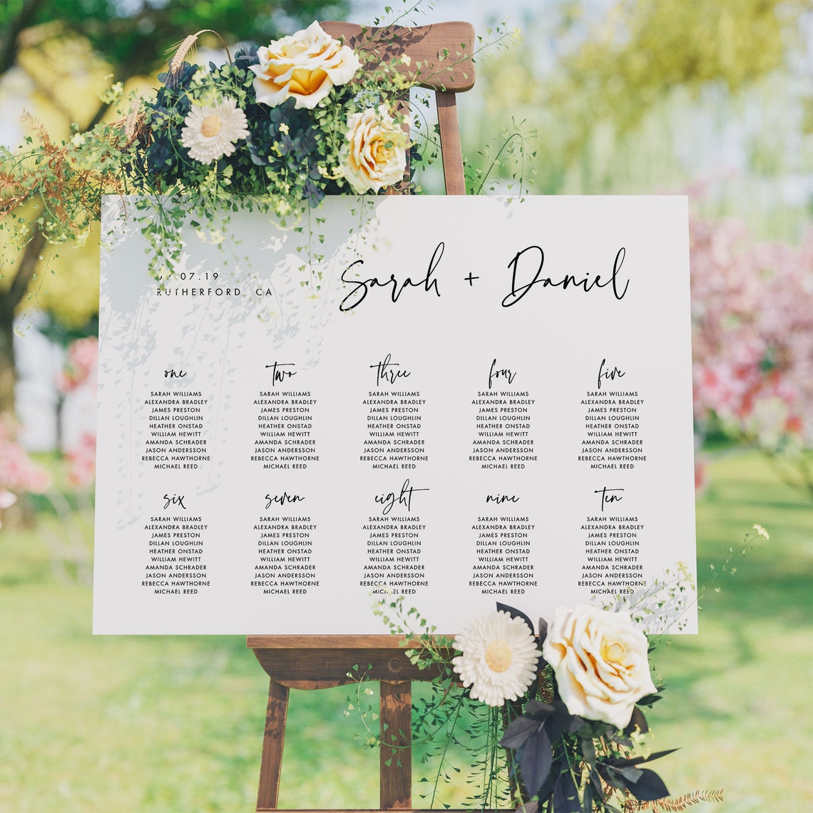 Table Seating Chart Template Download Modern Seating Elegant - Etsy